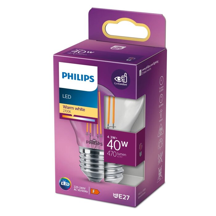 Philips LED E27 4 Watt 2700 Kelvin 470 Lumen 929001890501-DO1 | lampada.it