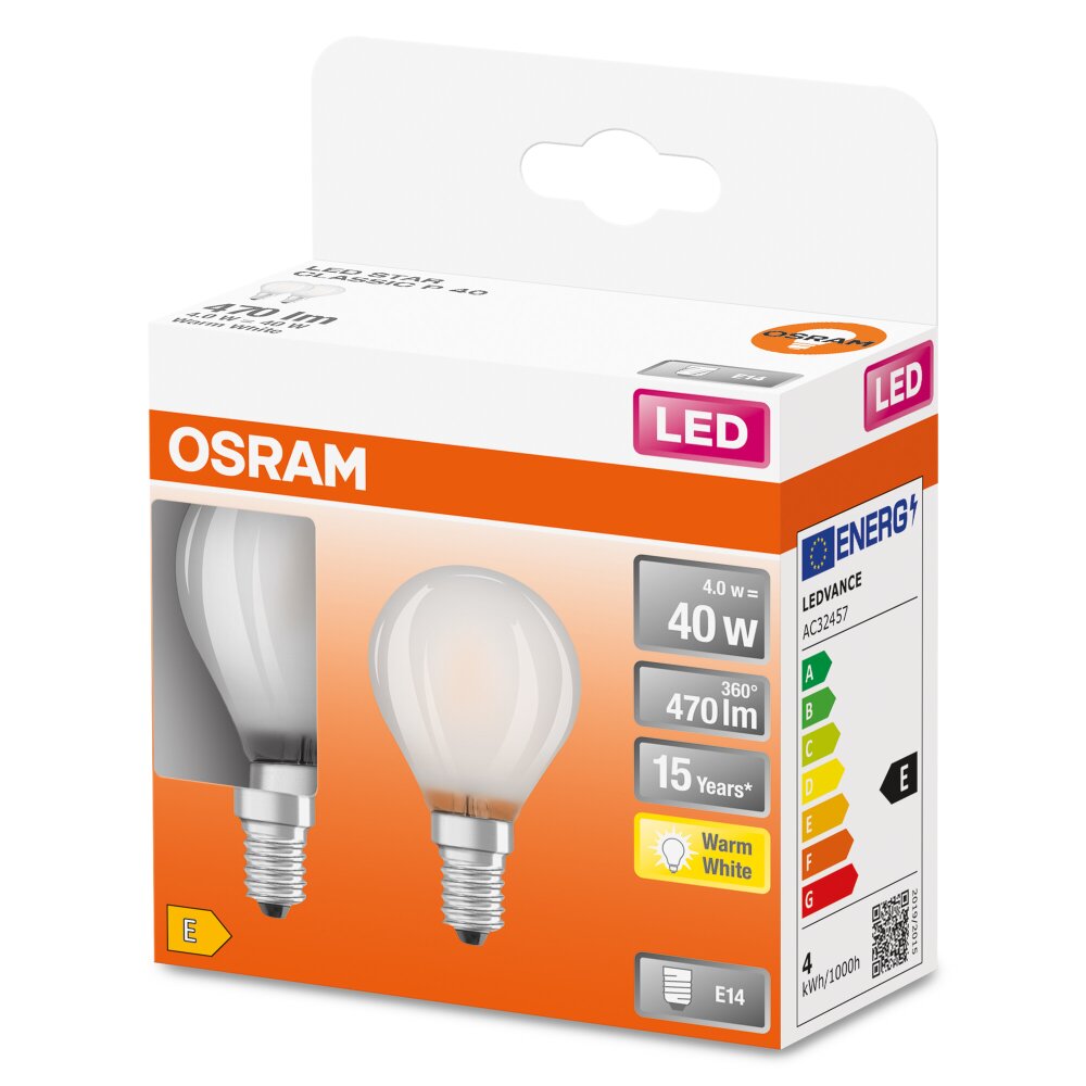OSRAM LED Retrofit Set di 2 E14 4 Watt 2700 Kelvin 470 Lumen ...