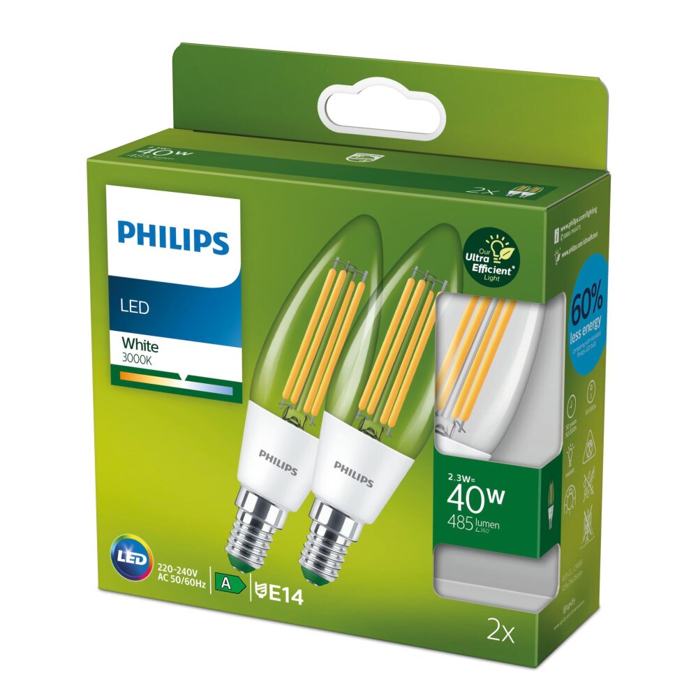 Philips Set di 2 E14 LED 2,3 Watt 3000 Kelvin 485 lumen 8719514491892 | lampada.it
